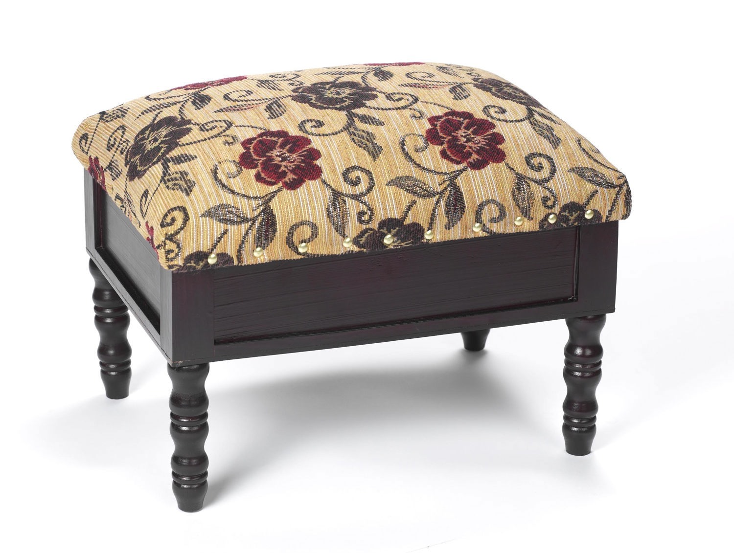 Storage Foot Stool Floral/Mahogany | Barnardo's Online Charity Shop