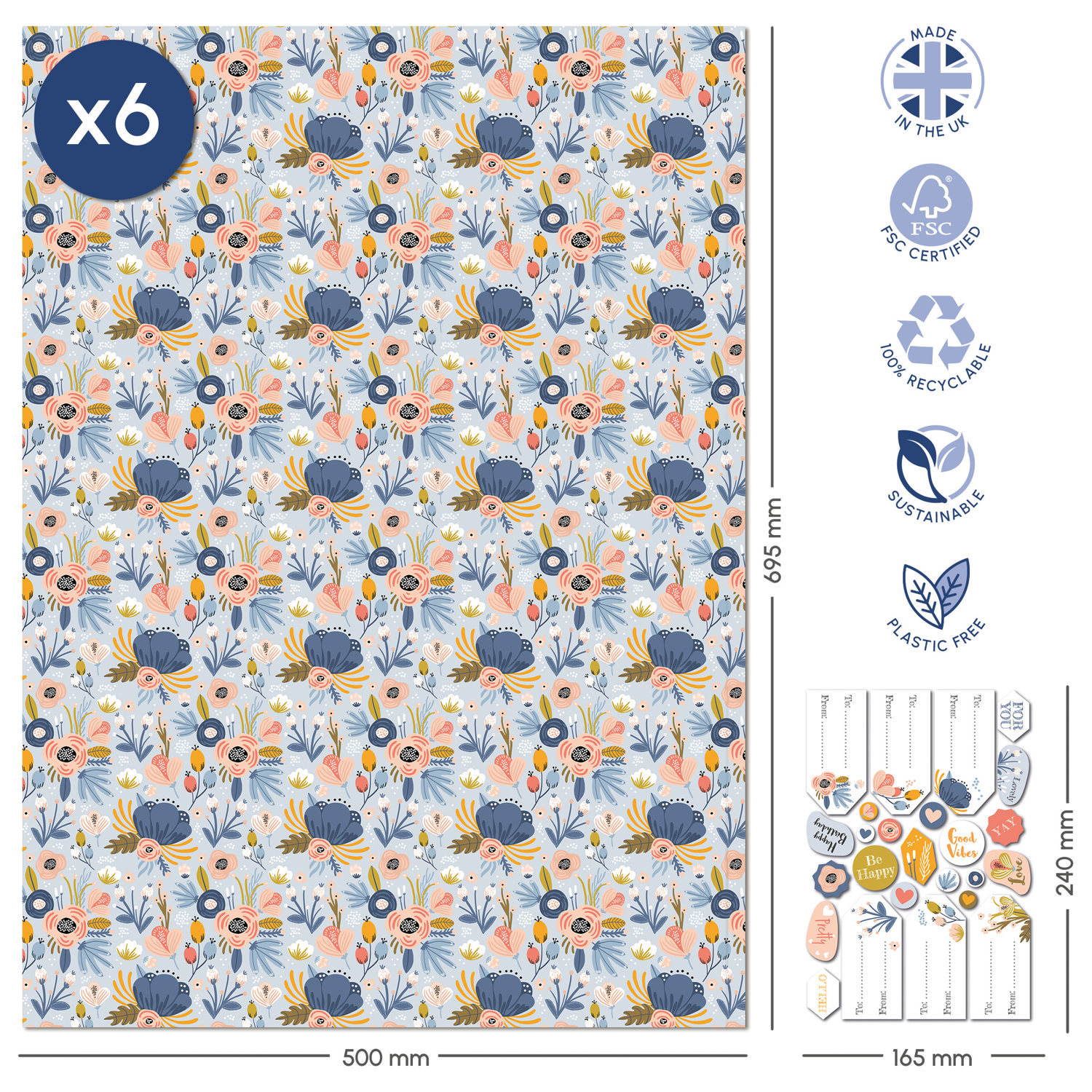 Pretty Floral Gift Wrap & Stickers | Barnardo's Online Charity Shop