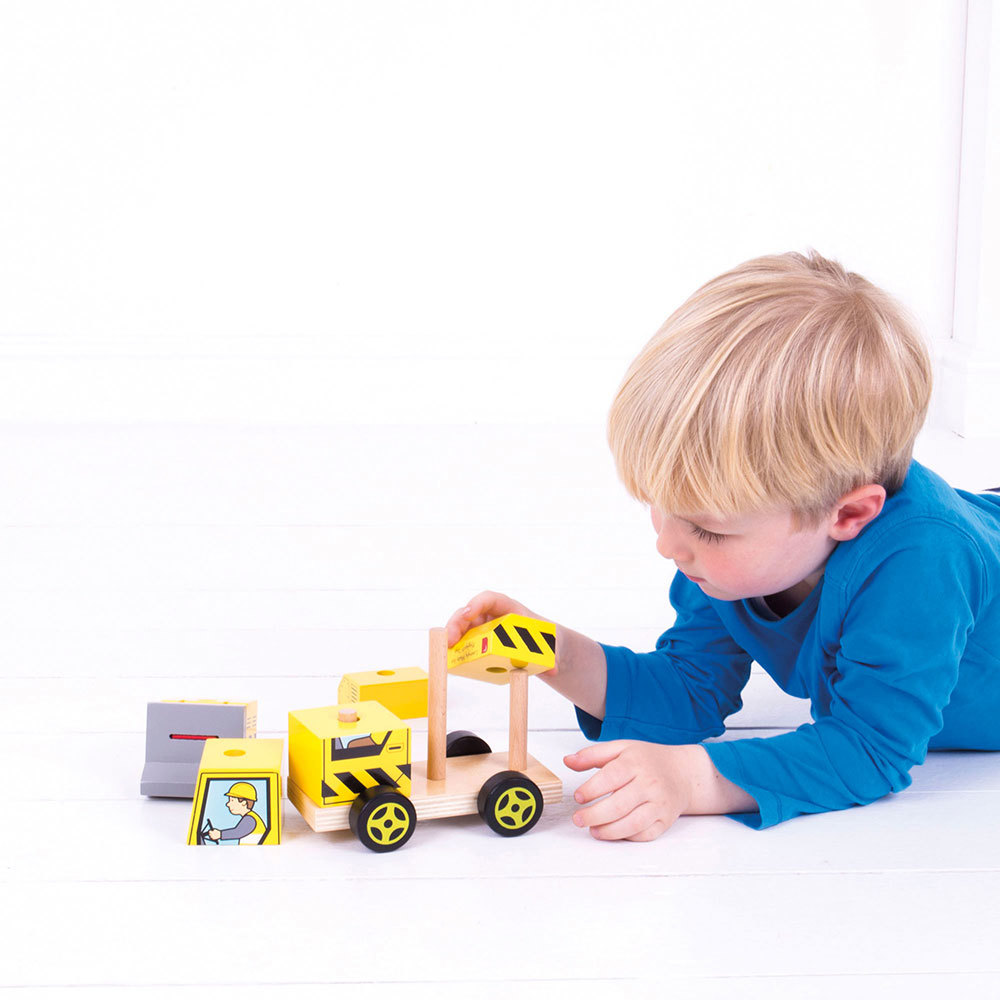 Wooden Stacking Bulldozer Toy | Barnardo's Online Charity Shop