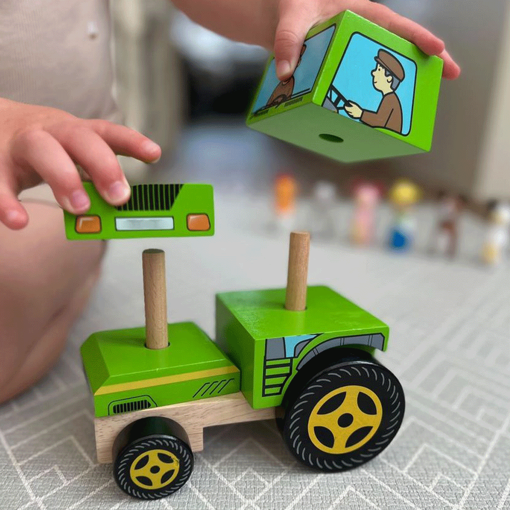 Wooden Stacking Tractor Toy | Barnardo's Online Charity Shop